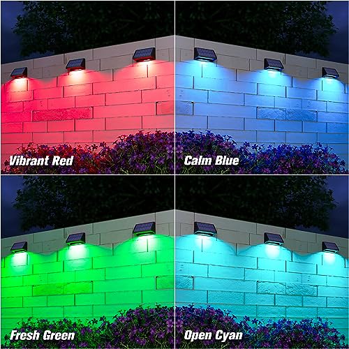 VOLISUN Solar Fence Lights 12 Pack, Warm White & RGB, LED Fence Lights Solar Powered, Fence Solar Light Outdoor Waterproof IP65, Solar Deck Light Decor for Backyard Fence Post Patio Wall Garden