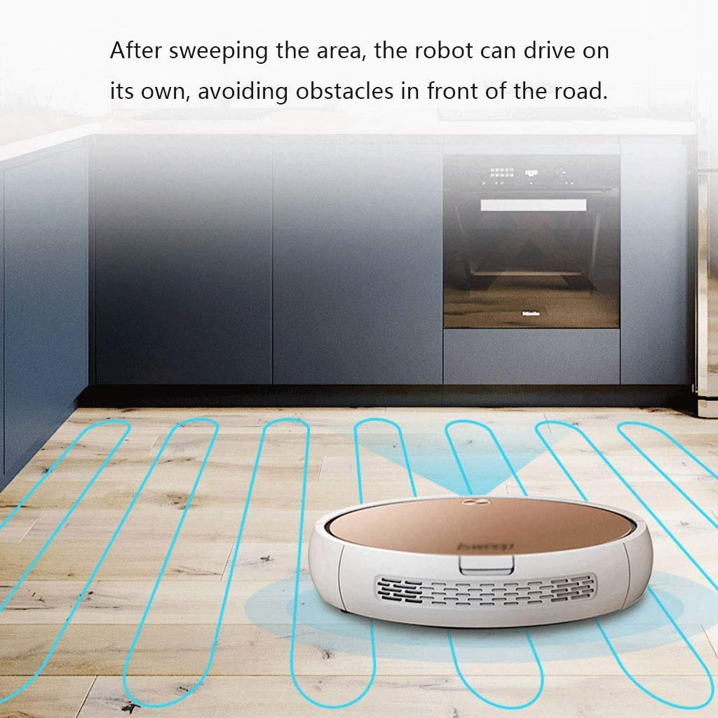 LHLLHL Robot Vacuum Cleaner, Super-Thin, Quiet, Self-Charging Robotic Vacuum Cleaner, Cleans Hard Floors to Medium-Pile Carpets (Color : Gold, Size : 32.5 * 32.5 * 8cm)