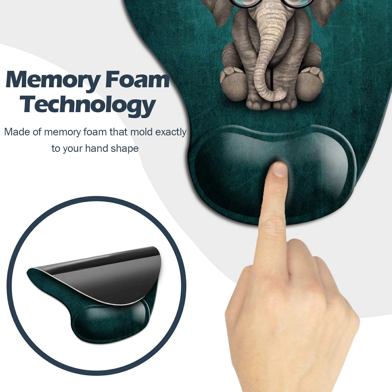 DOOKE Ergonomic Mouse Pad with Wrist Support,Mouse Pads with Non-Slip PU Base for Home Office Working Studying Easy Typing & Pain Reliefl