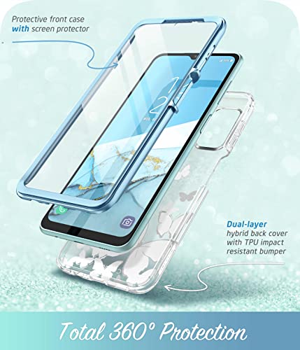 i-Blason Cosmo Case for Samsung Galaxy A13 4G/ 5G, Slim Full-Body Stylish Protective Case with Built-in Screen Protector (Blue Butterfly)