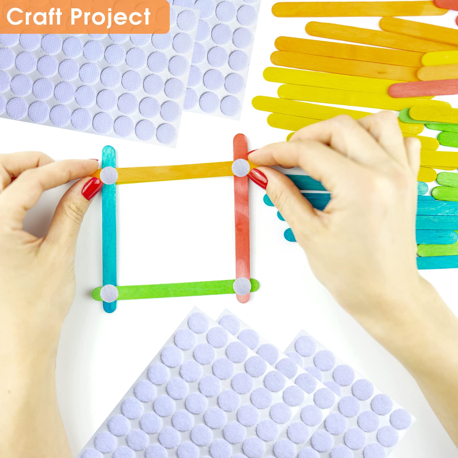Self Adhesive Dots, 1080pcs (540 Pairs) 0.59β Diameter White Sticky dots, Hook & Loop dots with Strong Adhesive, Sticky Back Tapes 15mm for Classroom, Office, Home