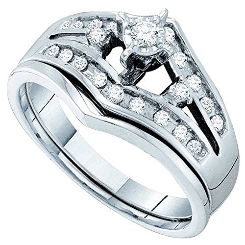 Dazzlingrock Collection 0.25 Carat (ctw) 14k Round Cut White Diamond Bridal Engagement Wedding Ring Set 1/4 CT, White Gold
