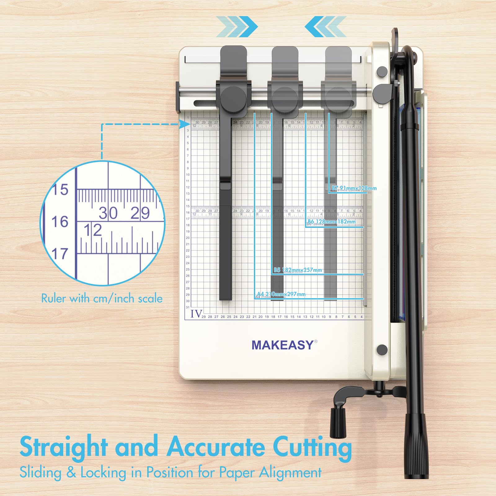 Paper Cutter 12 Inch, Heavy Duty Paper Cutter for A4 Paper, Guillotine Paper Cutter 400 Sheet Capacity, Solid Steel Construction