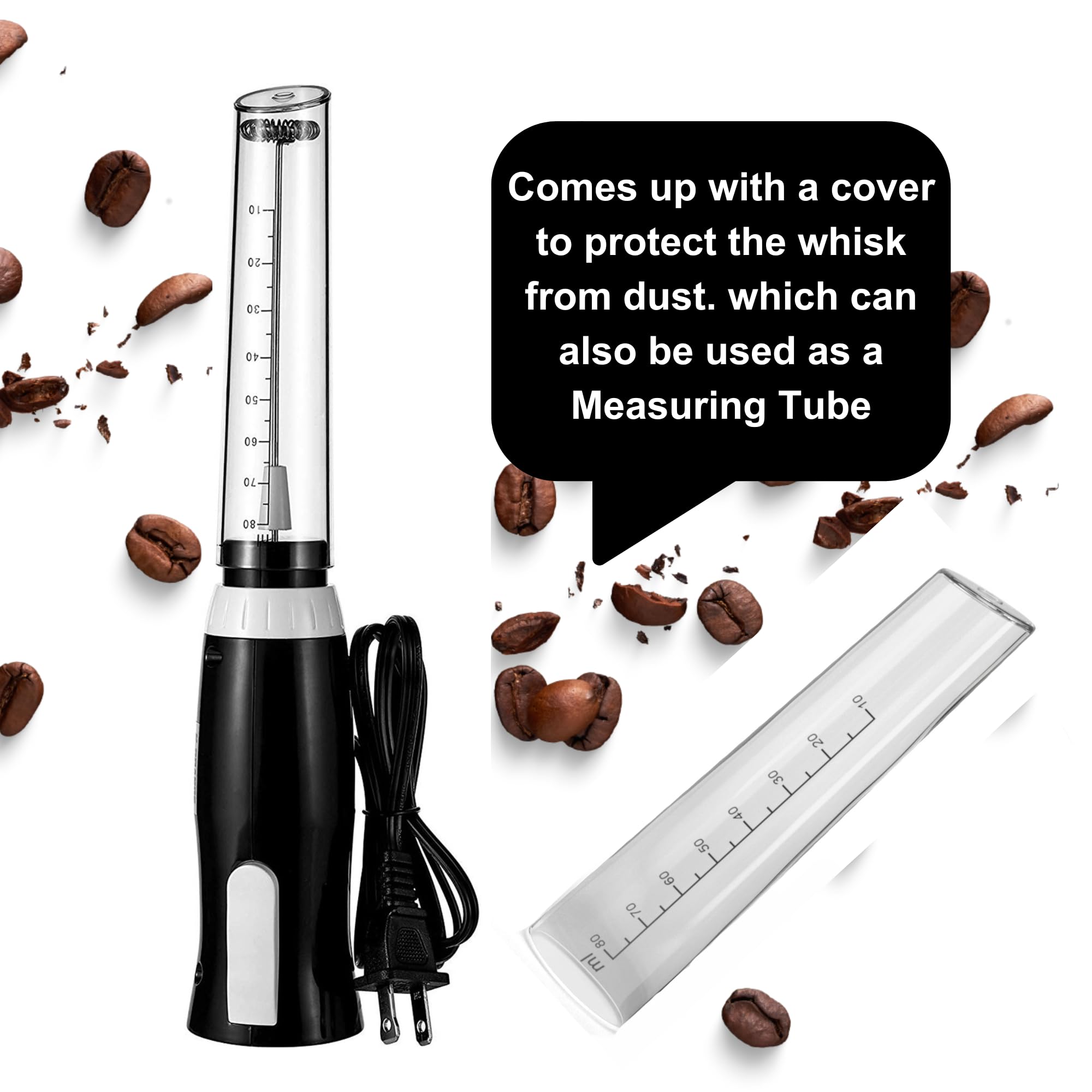 K-Brands Corded Electric Milk Frother with Plug in - Handheld Electric Whisk Stirrer Whipper - Foam Maker for Coffee, Latte, Cappuccino, Hot Chocolate β Powerful Drink Mixer