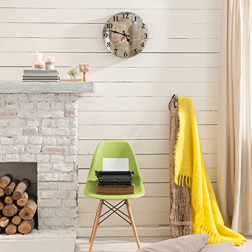 Round Wall Clock Silent Non-Ticking Clock 10 Inch, Contemporary Brown Beige Grey Home Decor for Living Room, Bathroom, Bedroom, Kitchen, Office and School