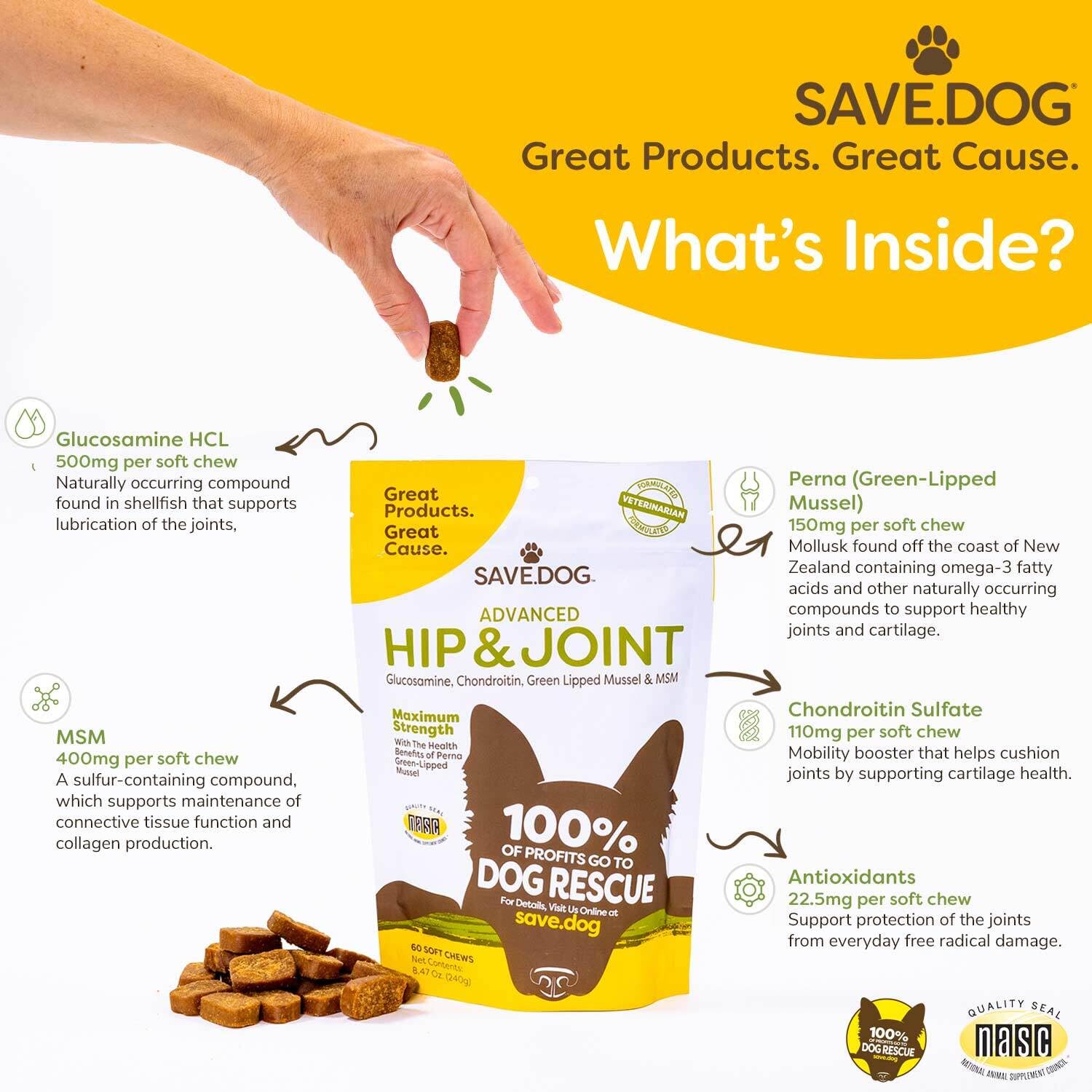 SAVE.DOG Chewable Hip and Joint Supplement & Omega Itch Relief for Dog Bundle