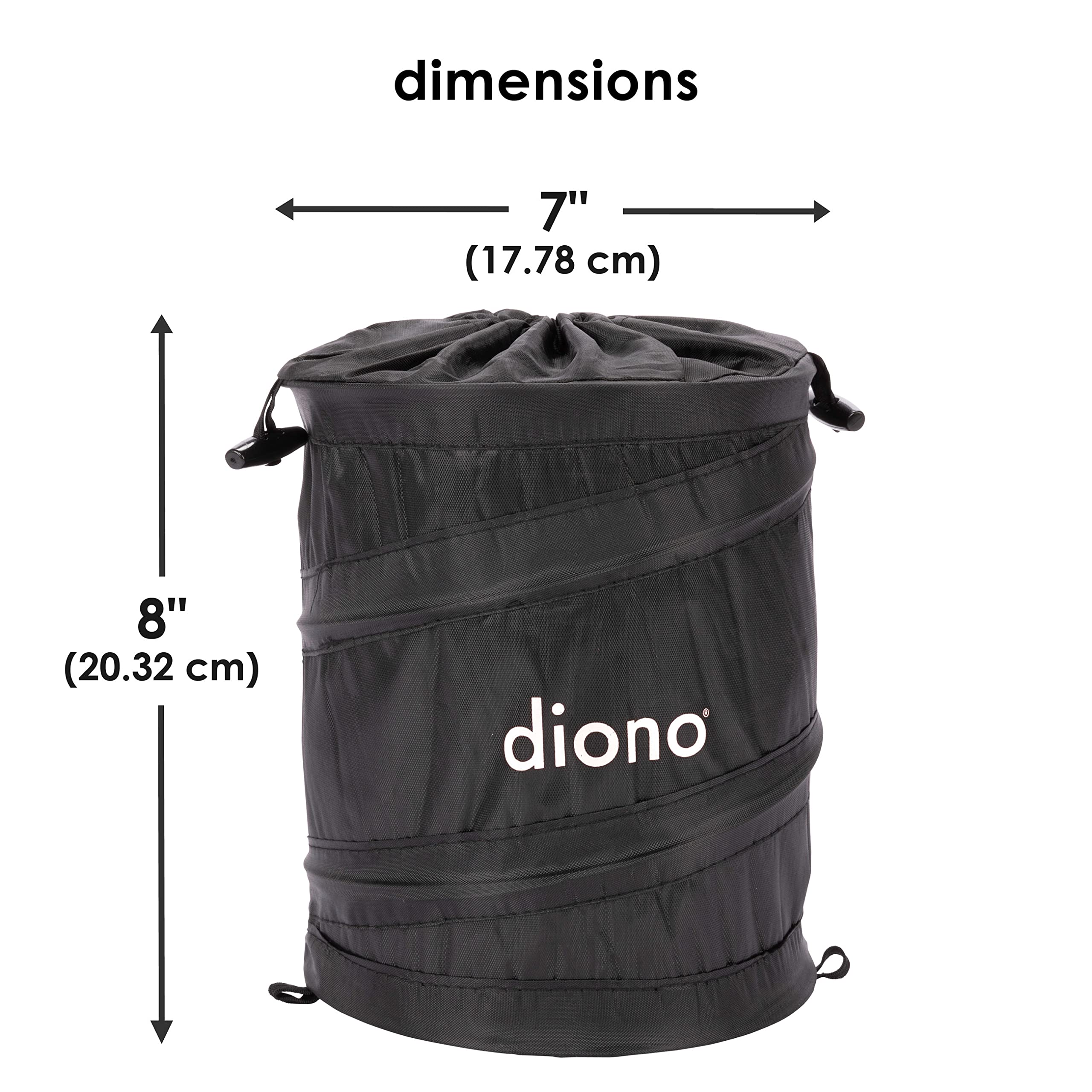 Diono Pop-up Trash Bin, Collapsible Car Trash Can Portable, Small, Leak Proof, Perfect For Keeping Car Clean, Black