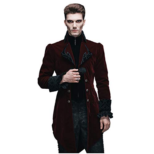 Devil Fashion Men Victorian Gothic Vintage 3-Piece Suit Tailcoat Shirts Pants Set(M) Black