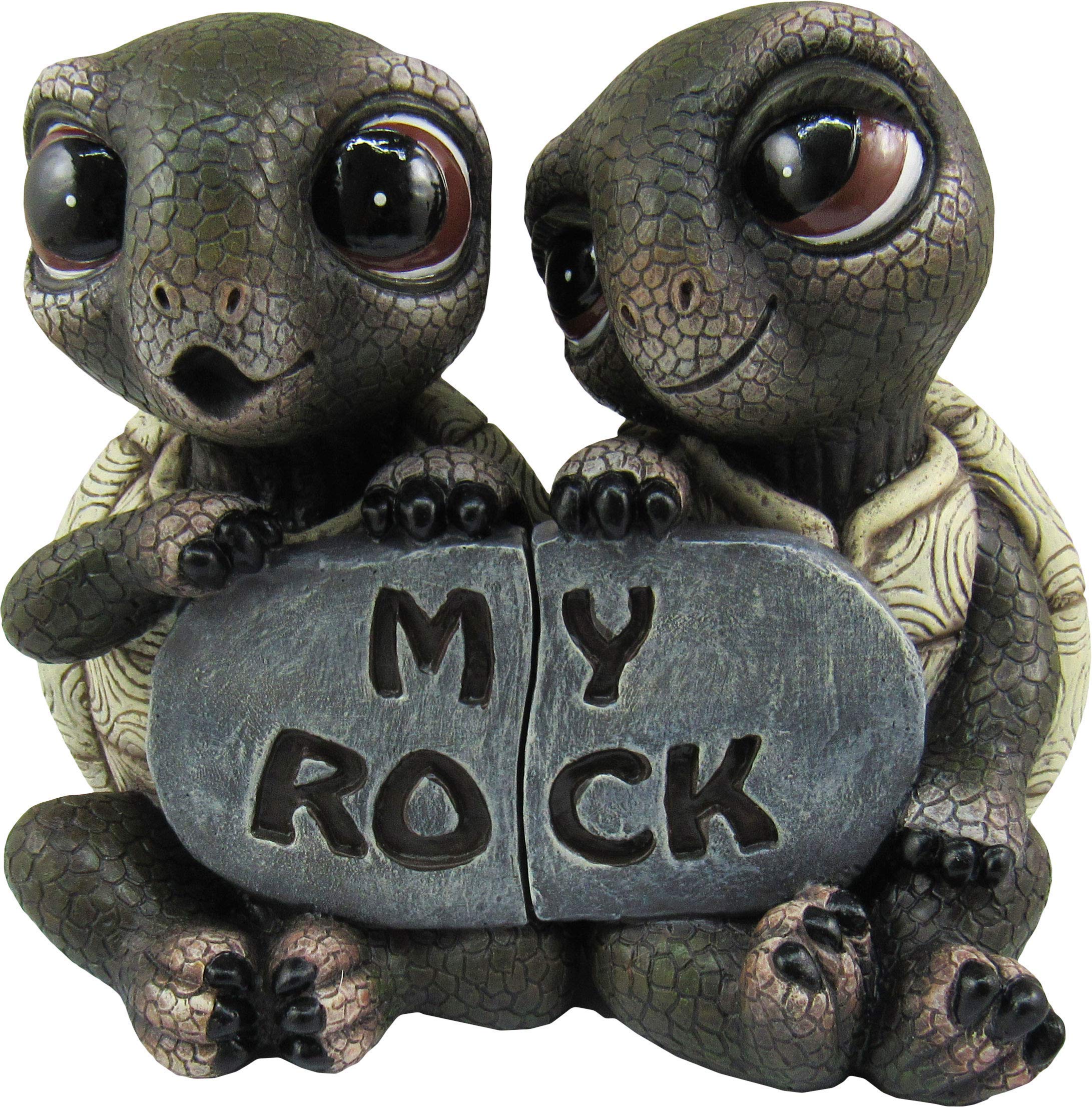 DWK - Rock Solid Love - Adorable Romantic Turtle Couple Two-Piece Figurine Best Friends Lovers Collectible Valentine's Day Gifts Office Desk Statue Home Decor Patio Garden Accent, 5.5-inch