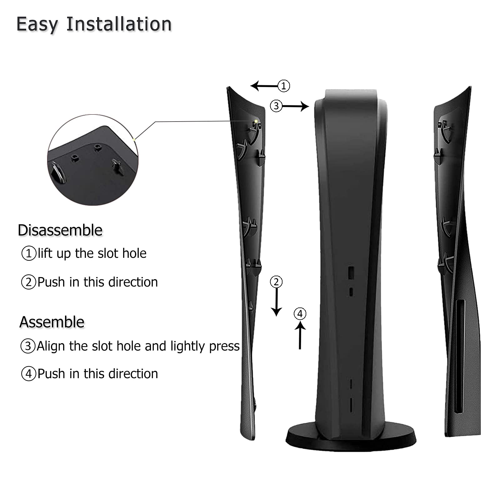 Faceplate Replacement Console Cover for P5 Disk Console DOBEWINGDELOU Anti Dust and Scratch Face Plate Shell for Disc Edition Hard ABS Shockproof Black