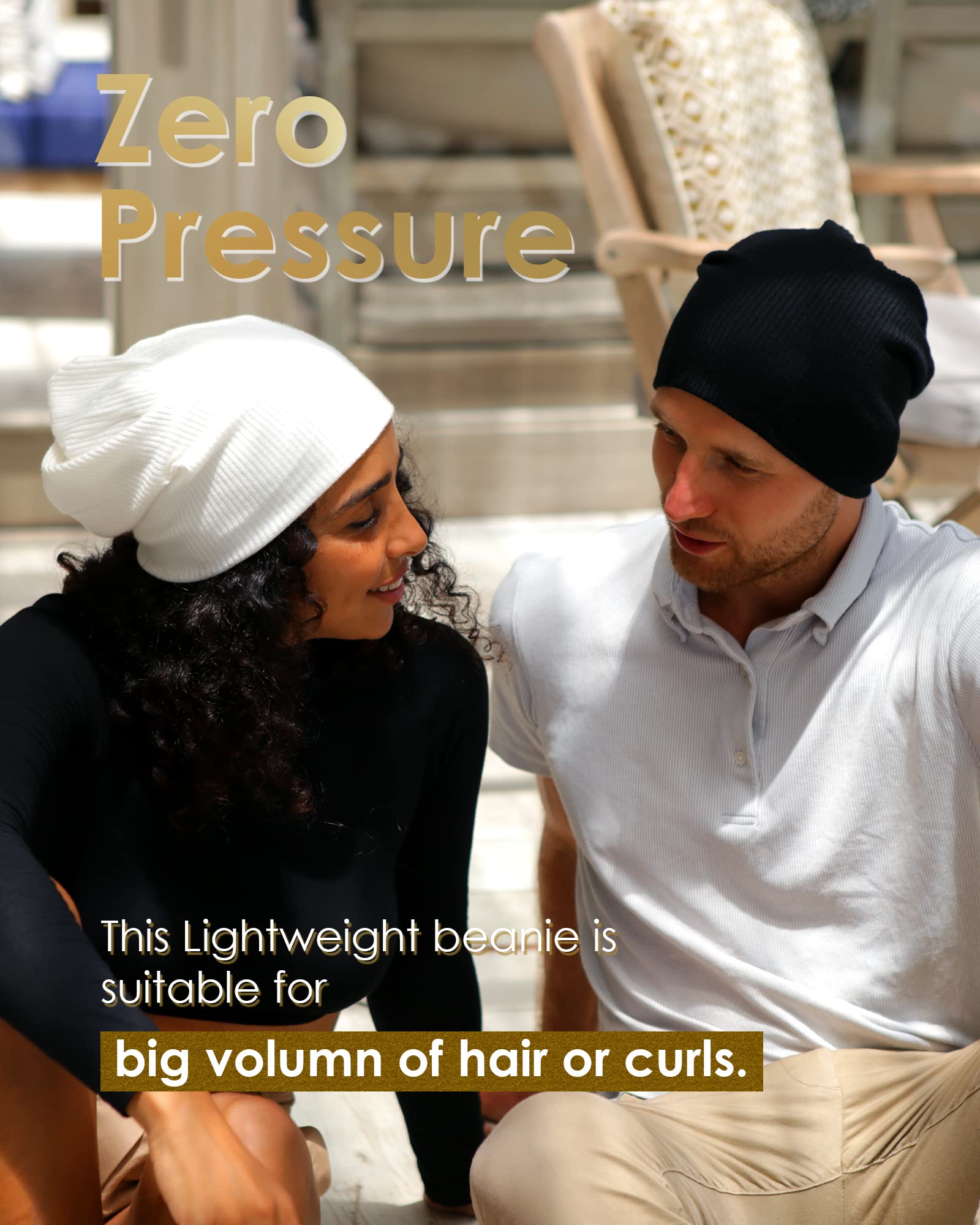 FURTALK Slouchy Beanie Hat for Women Men Cotton Lightweight Summer Beanies Soft Skull Cap Thin Knit Hat White