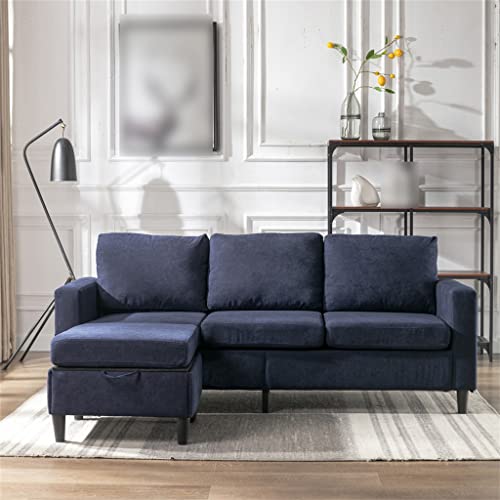 YEBDD Convertible Sectional Sofa with Two Pillows,Living Room L-Shape 3-Seater Upholstered Couch for Small Space