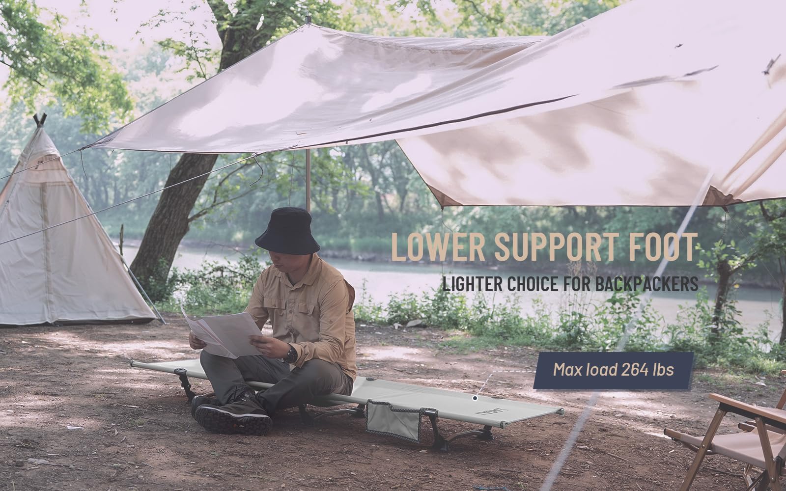 G2 GO2GETHER Foldable High/Low 2 Modes Camping Cot, with Extend Legs, Storage Bag, Ultralight & Durable Backpacking Travel Tent Cot, Max Loading Capacity 264lbs, Easy to use for Woman & Man
