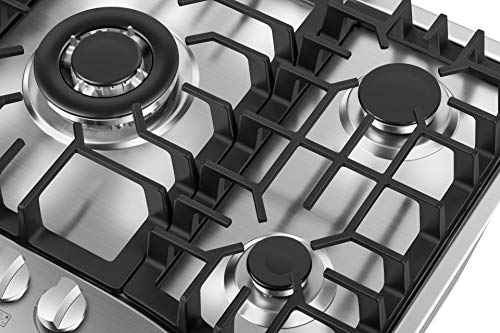 Empava 30 Inch Gas Cooktop with 5 World Class Made in Italy SABAF Burners, LPG/NG Convertible, Ideal RV Top Stoves for Kitchen, Stainless Steel