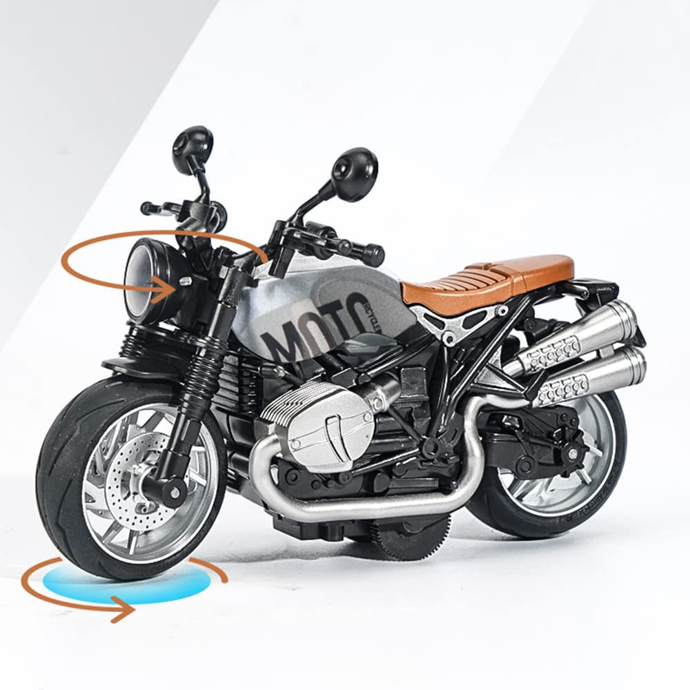 Gilumza Pull Back Motorcycle Toys, Tiny Gift with Music Lighting, Latte Motorcycles Toy for Kids Boys Age 3-8 Year Old (Blue)