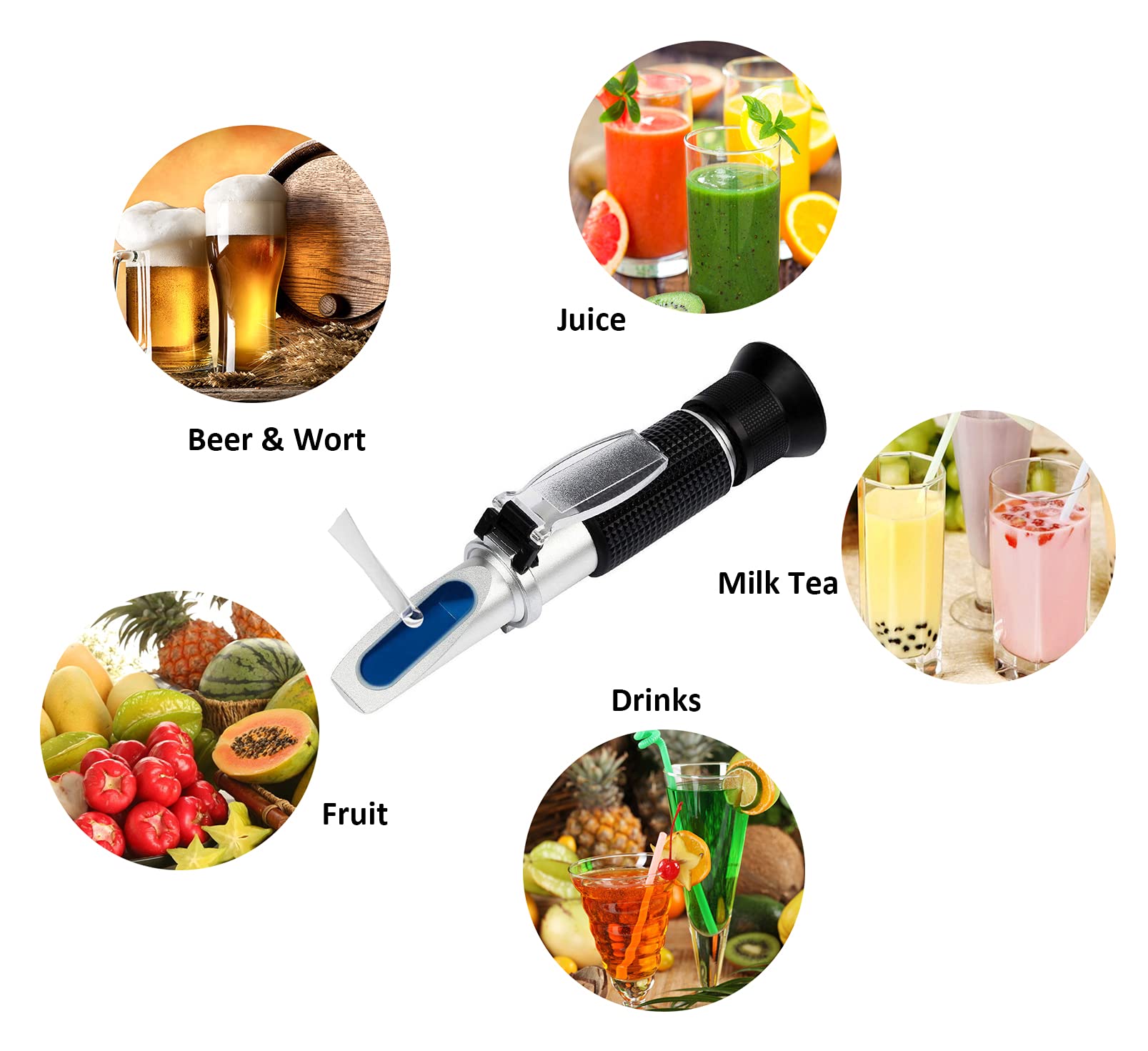 Refractometer for Beer Wine Brewing Brix Beer Refractometer Dual Scale 1.000-1.130 and Brix 0-32% for Measuring Sugar Content in Fruit Beverage
