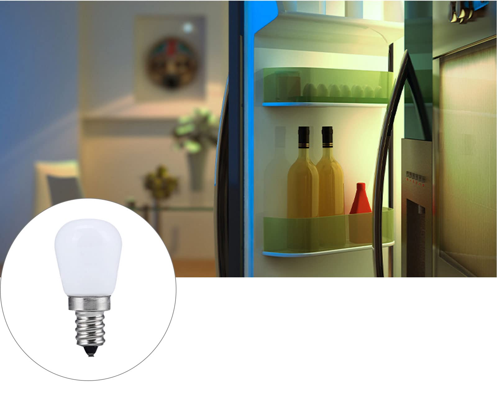 Edearkar 2W E12 LED Refrigerator Bulb(4 Pack) E12 Base Mini 2W Refrigerator Light Warm White 3000K 110V Dimmable E12 LED Appliance Bulb for Freezer Oven Microwave Lighting,Home Lighting
