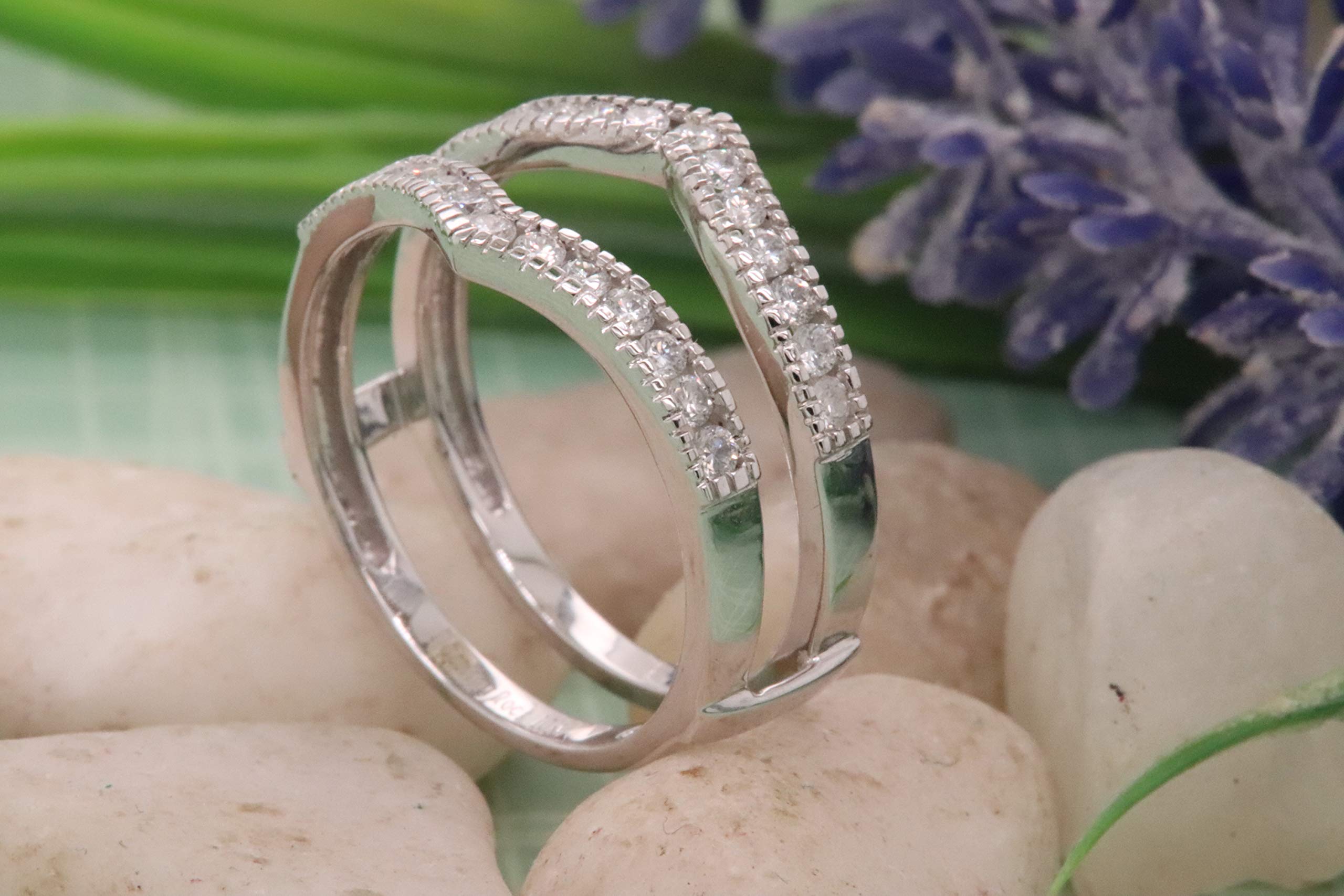 Dazzlingrock Collection 0.45 Carat (Cttw) Round White Diamond Women Wedding Enhancer Ring 1/2 CT, 18K White Gold, Size 9