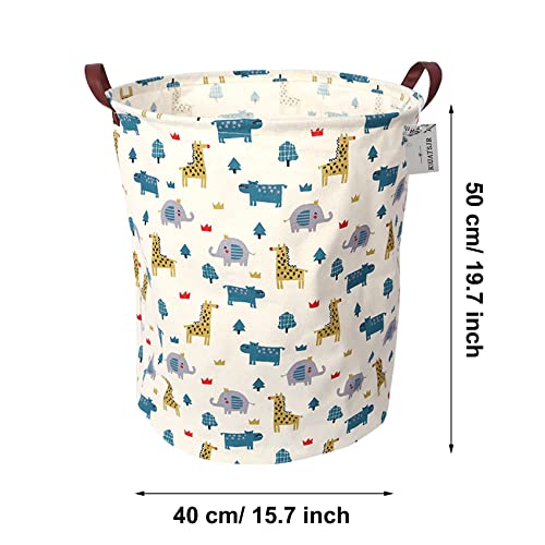Large Storage Basket, Laundry Hamper/Bathroom/Home Decor/Collapsible Round Storage Bin, Boys and Girls Storage Toys/Books/Clothes(Animals)