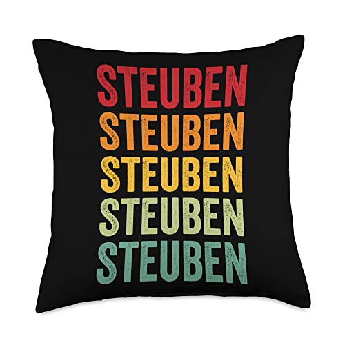 Steuben County, Indiana City Steuben County, Indiana, Rainbow Text Design Throw Pillow, 18x18, Multicolor