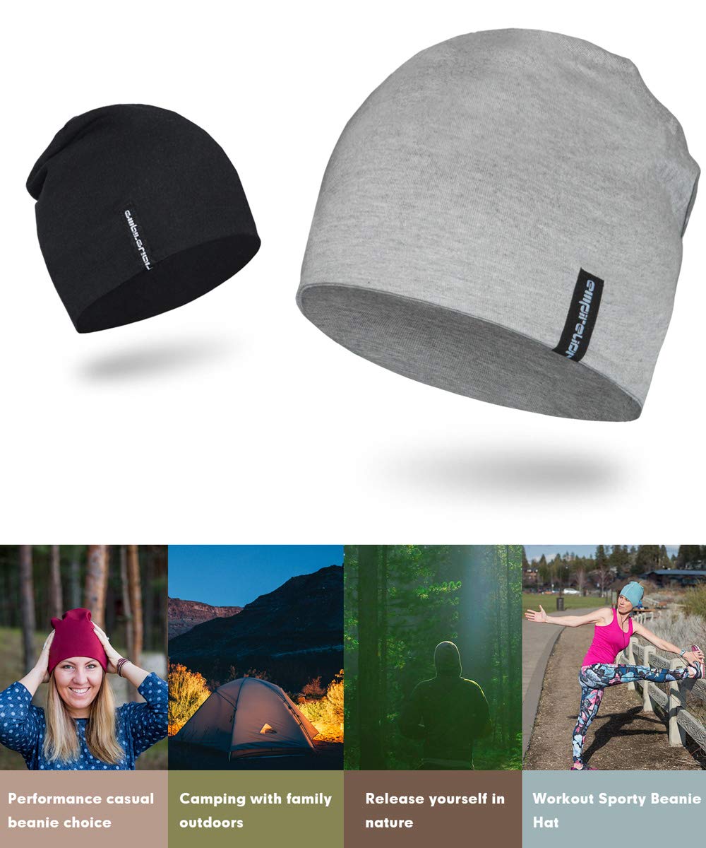 EMPIRELION 9" Multifunctional Lightweight Beanies Hats, Running Skull Cap Helmet Liner Sleep Caps for Men Women (Light Grey Mel., 1)