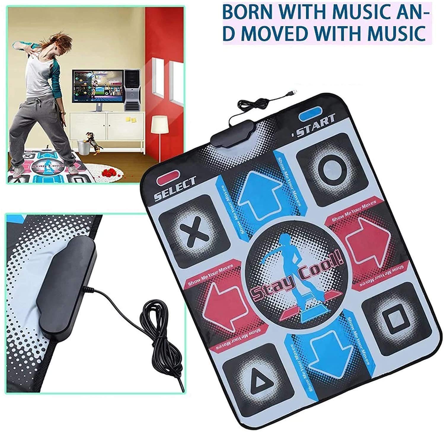 Esenlong USB Dance Mat, Non Slip Dance Gaming Mat Dancing Step Dance Mat Pad Children Adult Wear Resistant Dance Mat Compatible for PC Laptop Support Windows98/ 2000/ XP/ 2008/ vista/ win7 etc