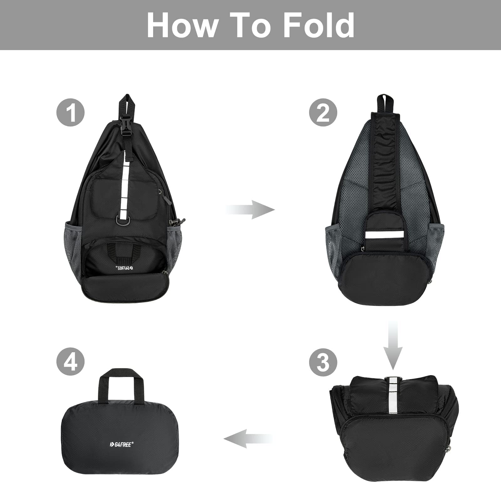 G4Free Lightweight Packable Backpack Hiking Daypacks + Sling Bags Foldable Hiking Crossbody Sling Backpack