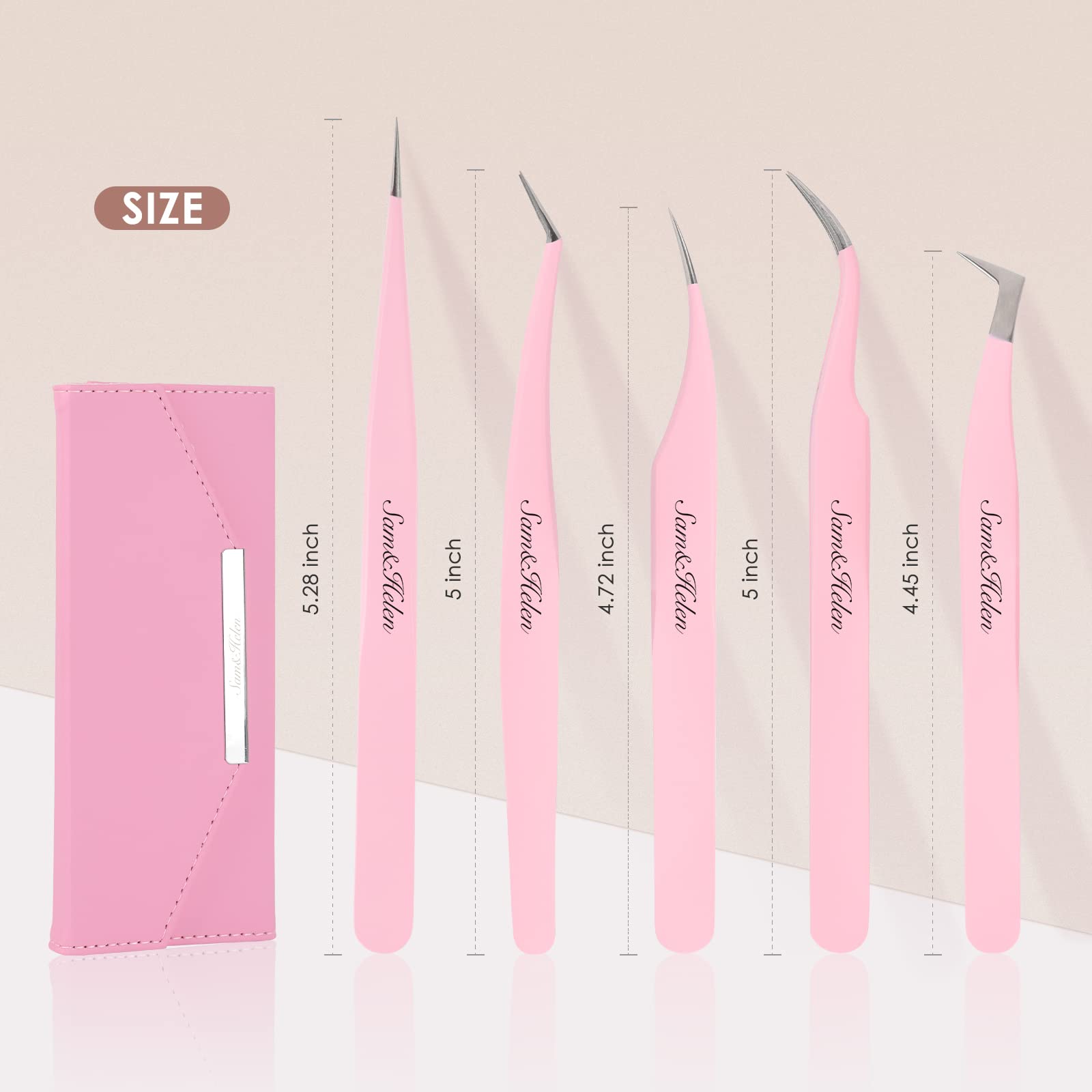 Lash Extensions Tweezers Set, Stainless Steel Straight and Curved Tweezers, Professional Classic And Volume Eyelash Extensions Tweezers Kits 5Pcs