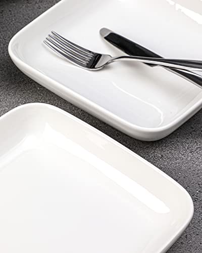 MALACASA Pasta Bowls 32 oz, Ceramic Pasta Bowl Large Salad Bowls Set of 4, Durable Porcelain 8 Inch Square Serving Dishes, Microwave, Oven, Dishwasher Safe, Series IVY