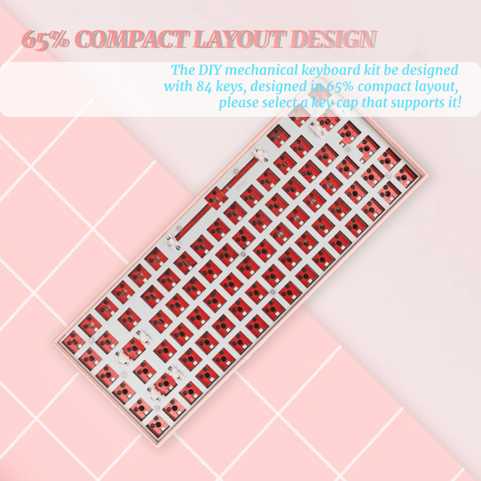 EBTOOLS 84 Keys Mechanical Keyboard Kit, Hot Swappable 3Pin 5Pin Compact 65% Layout, Bluetooth 2.4G Type C Wired Connectivity, Gaming Barebones Keyboard for DIY ()