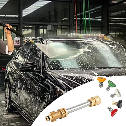Raincovo Replacement for Pressure Washer Gun Adapter Ryobi, Portland, Greenworks, Husky, Replacement Wand with 5 Nozzle Tips, 1/4 Inch Quick Connector Silver