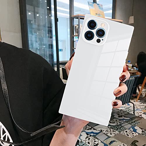 LSL for iPhone 12 Pro Max Case Square White Soft TPU Bumper Anti-Drop Anti-Scratch Shock Absorption Protective Wireless Slim Cover Compatible with iPhone 12 Pro Max 6.7 Inch for Women Girls Men