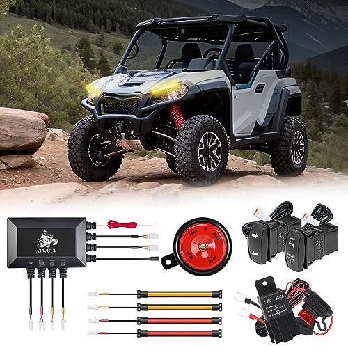 Roykaw UTV ATV Street Legal Kit with Turn Signal Rocker and Hazard Switch, 110dB Horn, Compatible with Polaris, Pioneer, Talon, Can-Am, Kawasaki, Arctic Cat, Upgrade COB illuminant - Even and Natural