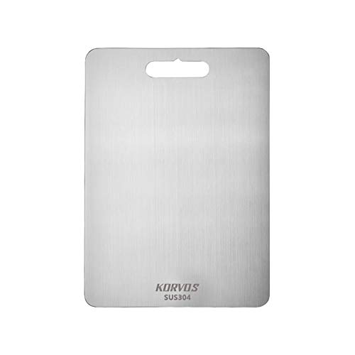 KORVOS 304 Food-Grade Stainless Steel Cutting Boards for Kitchen, Butcher Block Board for Meat, Cheese, Vegetable, Heavy Duty Chopping Board, Easy to Clean