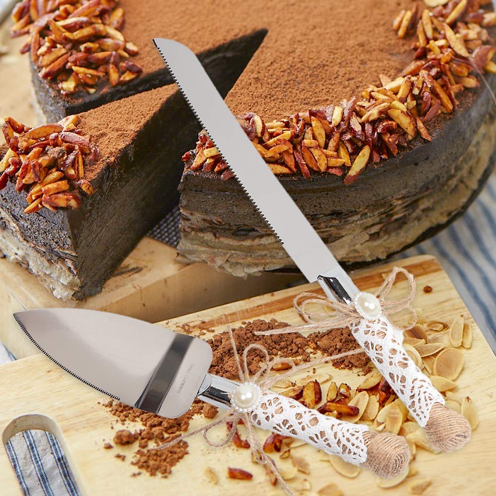 Rustic Wedding Cake Serving Set Wedding Cake Knife and Server Set Pizza Pie Server Set for Anniversaries Birthdays Christmas Parties