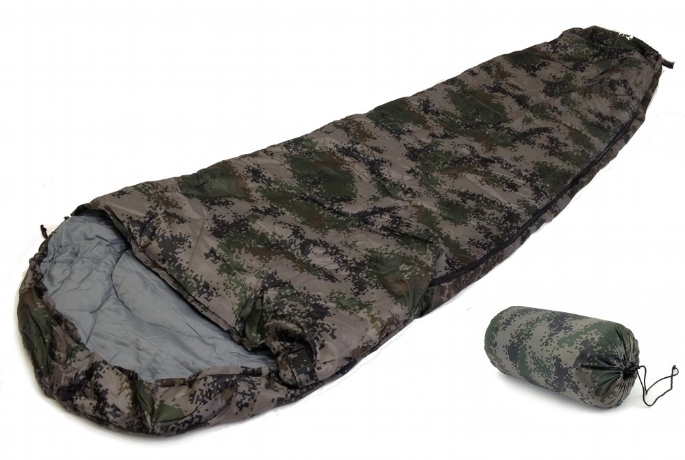 EDMBG Sleeping Bag - Mummy Type 8' Foot Camouflage Army- 20+ Degrees Carry Bag New