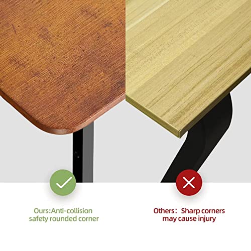 Pamray 40'' Rounded Corner Home Office Desk with Thickened Bottom Crossbar and Cable Trough & Cable Management Simple Computer Desk for Work and Gaming, Black