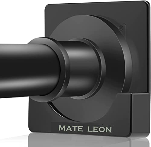 ShowerCurtain Rod Holder Wall Mount–Bathroom Pole Retainer BracketsI Adhesive Shower Curtain Rod Holder | Stainless Steel Screw for Drilling Installation | Invisible Wall Mount Holder | 2 Pack (Black)