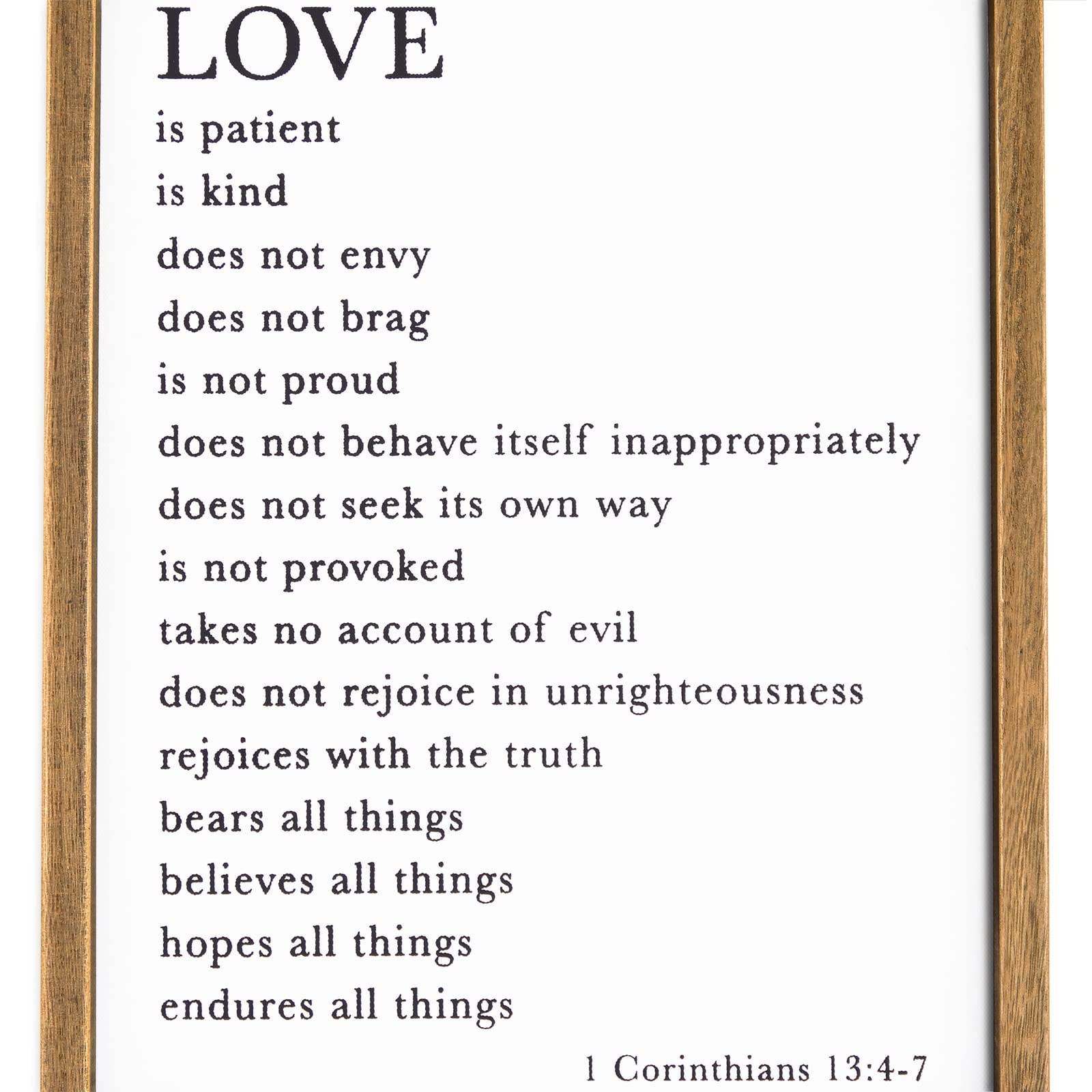 Farmlyn Creek Christian Religious Scripture Wall Art Decor, 1 Corinthians 13 4-7, Rustic Style Home Decorations (11.75 x 15 In)