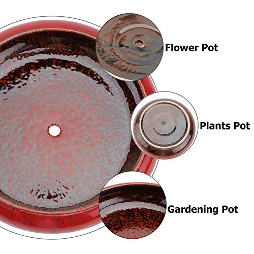 HANABASS 1pc Plant Corinthian Holder Vase Indoor Ceramic Flowerpot Red Orchid Bonsai Table Bowl Hole Outdoor Windows Container Potsin Bowl- Coffee Planters Office Green Home