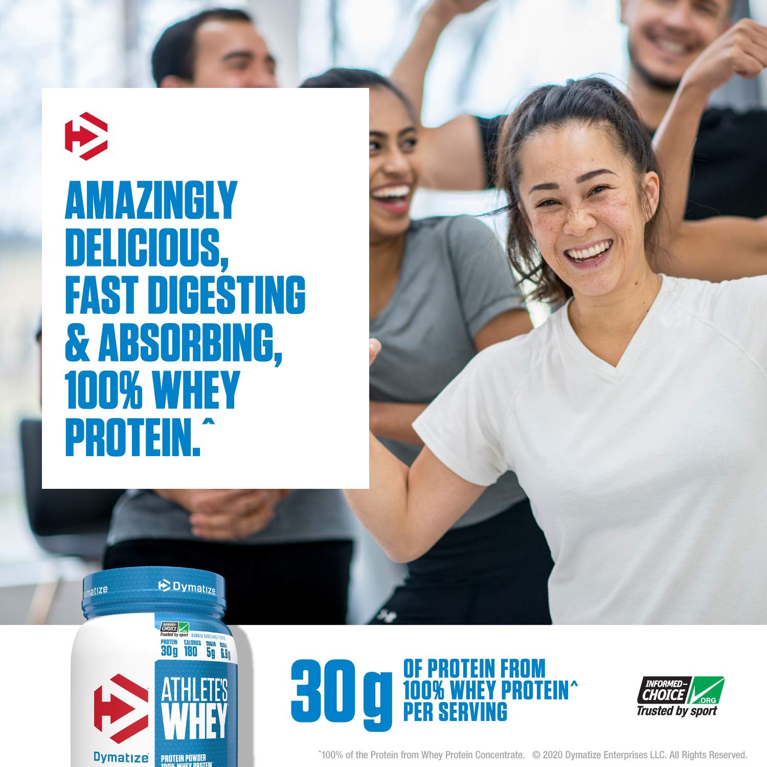 Dymatize Athlete's Whey Protein Powder, 30g of Protein, 6.6g BCAAs, Chocolate, 40 Servings (Pack of 1), 40 Count