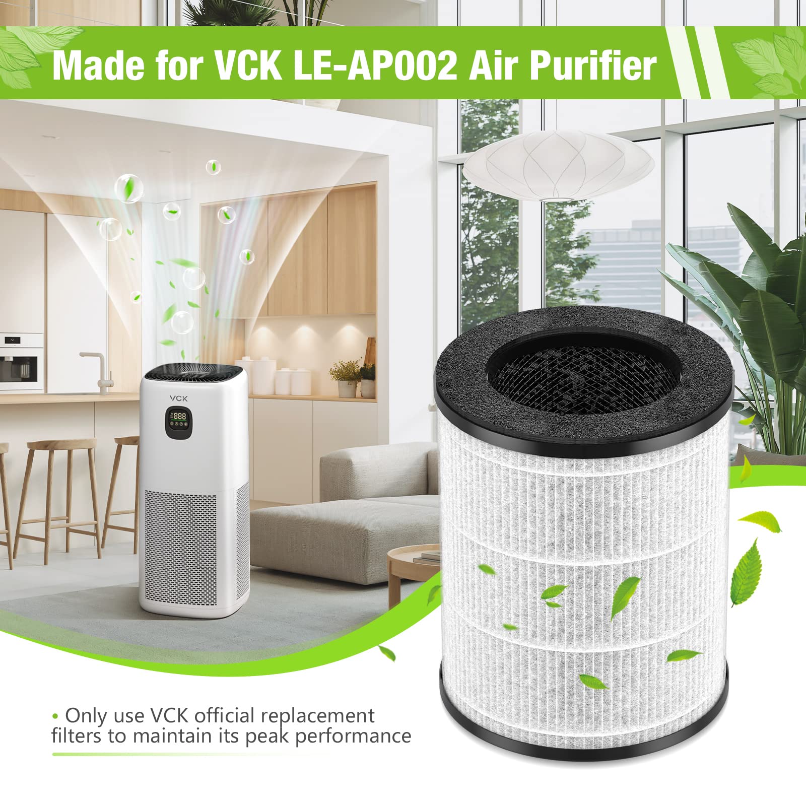 H14 True HEPA Filter Replacement for Smoke, High-Efficiency Air Purifier Replacement Filter