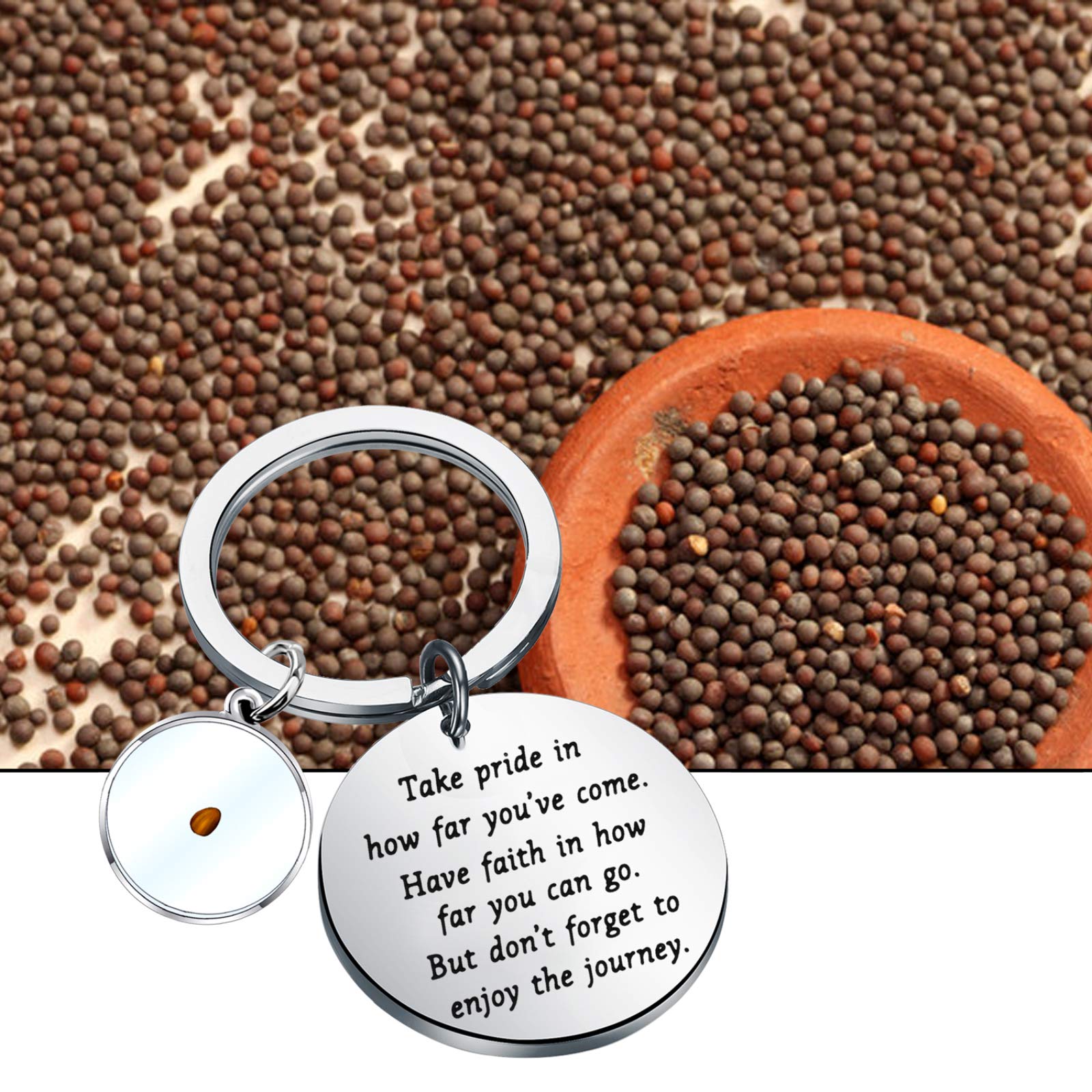 FUSTMW Mustard Seed Keychain Mustard Seed Faith Gifts Religious Faith Jewelry Mustard Seed Charm Inspiration Gifts (Take Pride In)