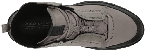 ECCO Men's Exostrike Stealth Mid Hiking Boot, Black/Steel Nubuck, 11-11.5