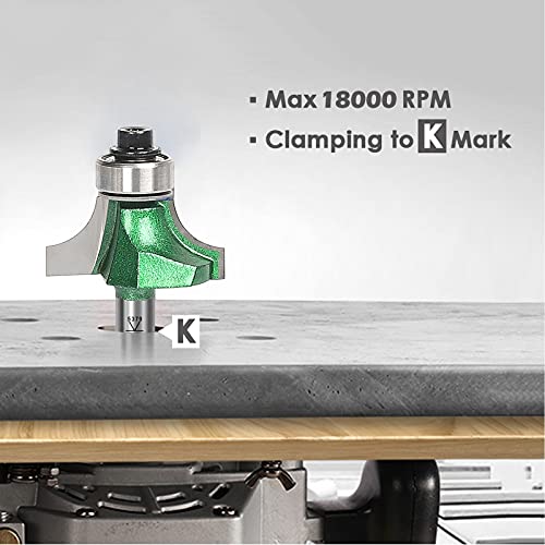 KOWOOD Pro Roundover Bit Set 4 Pcs, 1/4 Inch Shank Router Bit Set, R:1/8", 3/16", 1/4", 5/16",Designed for Woodworking Enthusiasts
