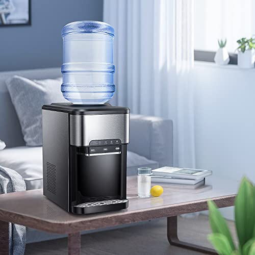 Kismile 3-1 Water Dispenser with Ice Maker, Water Cooler Dispenser 5 Gallon, Ice and Water Dispenser, Top Loading Water Dispenser 3 Temperatures Setting- Hot&Cold Water, 45 lbs/24H for Home/Office