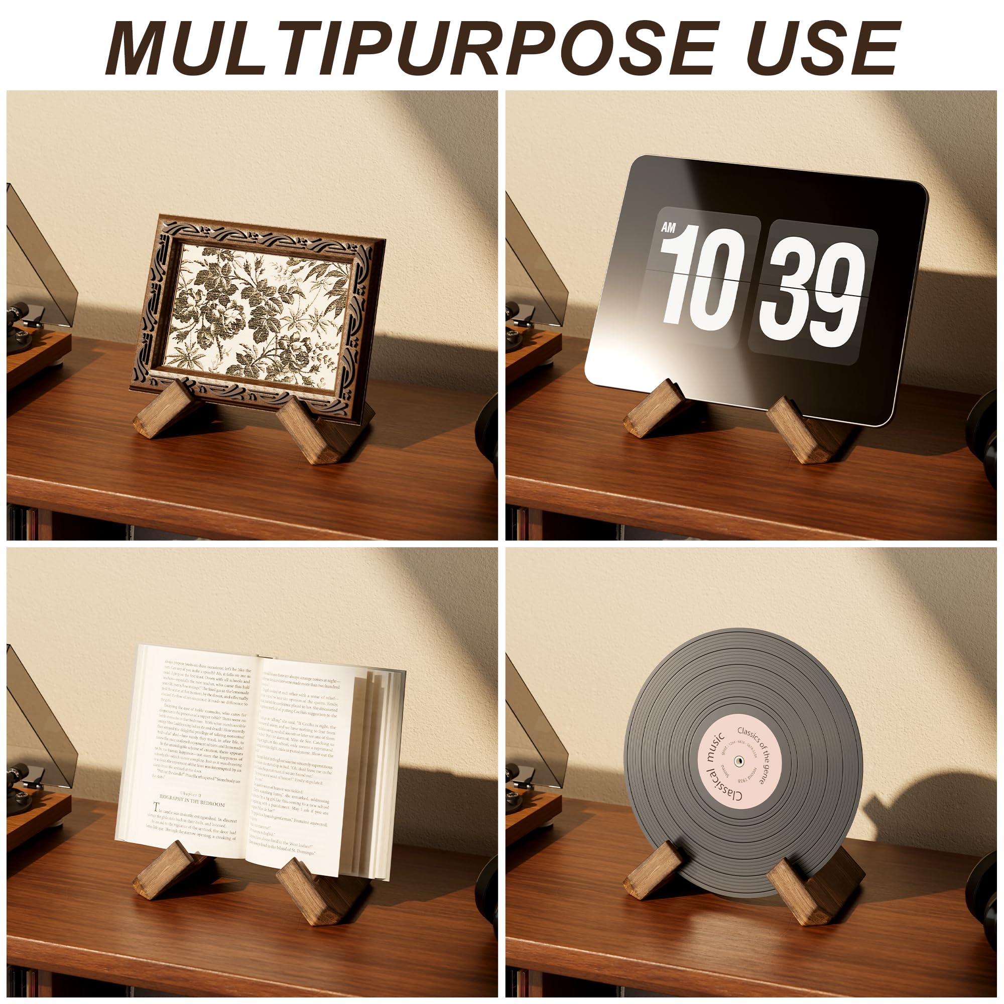 Now Playing Vinyl Record Stand, Premium Wood Retro Now Playing Record Holder, 1 Second Assemble Now Spinning Record Holder, Vinyl Records Albums, Wooden Vinyls Record Display, Magazine CD Holder
