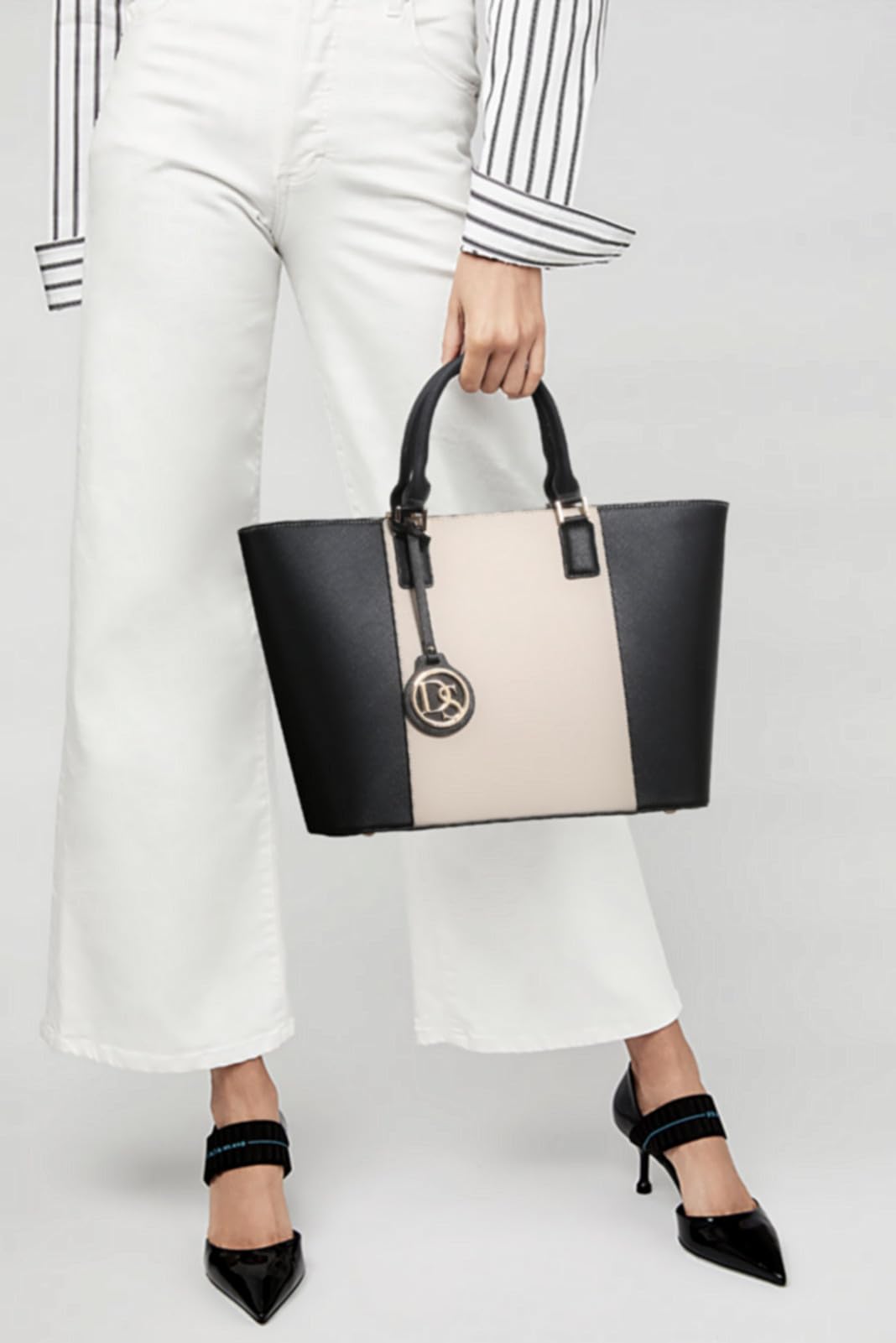 Dasein Two Tone Purses and Handbags for Women Tote Bags with Matching Wallet and Shoulder Strap
