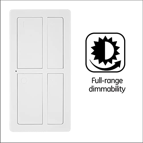 mySelectSmart GE Dimmable Wireless Control Switch, On/Off & Full, 1 Outlet, 150 ft. Range from Plug-in Receiver, Ideal for Lamps & Indoor Lighting, No Wiring Needed, 37781, Dimming Remote