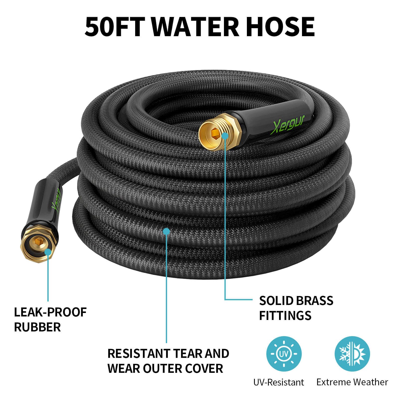 Lightweight Garden Hose, 2024 Flexible Garden Water Hose, Portable Patio Hose with Solid Brass Fittings and Double Latex Core for Pet Washing, 25FT